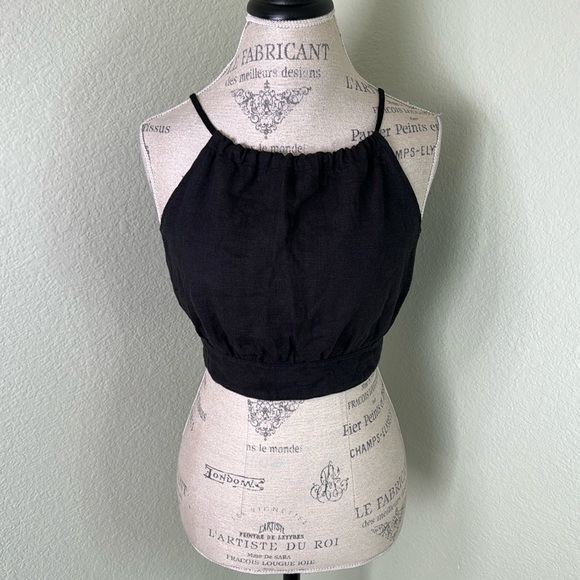flying needle | Tops | Flying Needle Studios Black Linen Crop Top ...